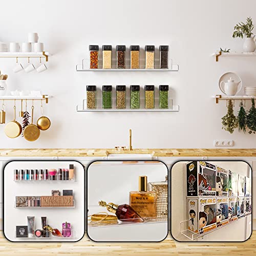 ACRADEC Acrylic Shelves for Wall Set of 4, 15” x 4” - Spacious Clear Shelves with Mounting Kit - Easy to Install, Versatile & Sturdy Shelfs - Funko Pop Shelves Perfect for Decoration & Storage