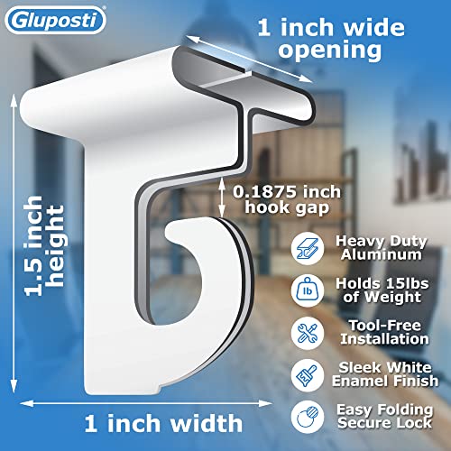 12 Folding Drop Ceiling Hooks for Classrooms & Offices, White Heavy Duty Ceiling Hooks for Hanging Plants & Decorations, Metal T-Bar Hooks for Suspended Drop Ceiling Tiles, Holds 15lbs, 1" W x 1½" H