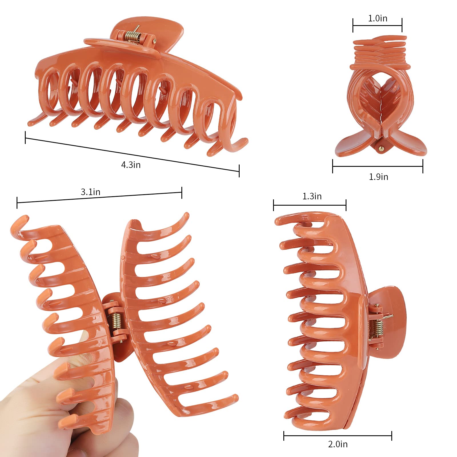12 Pack Hair Claw Clips Large 4.3 Inch Hair Clips Stylish Barrettes in 12 Colors for Women