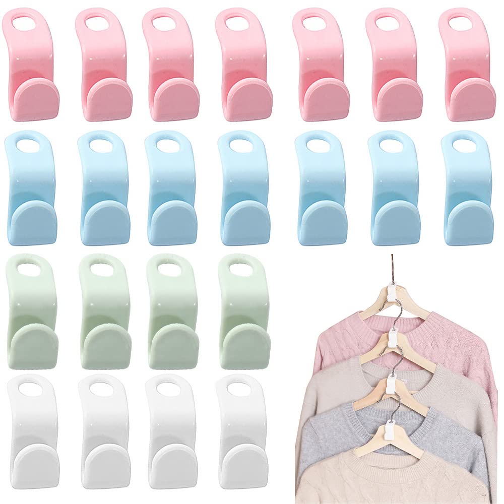 100Pcs Clothes Hanger Connector Hooks,Super Space Saving for Closet Heavy Duty Cascading Hanger Extender Hooks Plastic Closet Hanger Organizer 4 Color