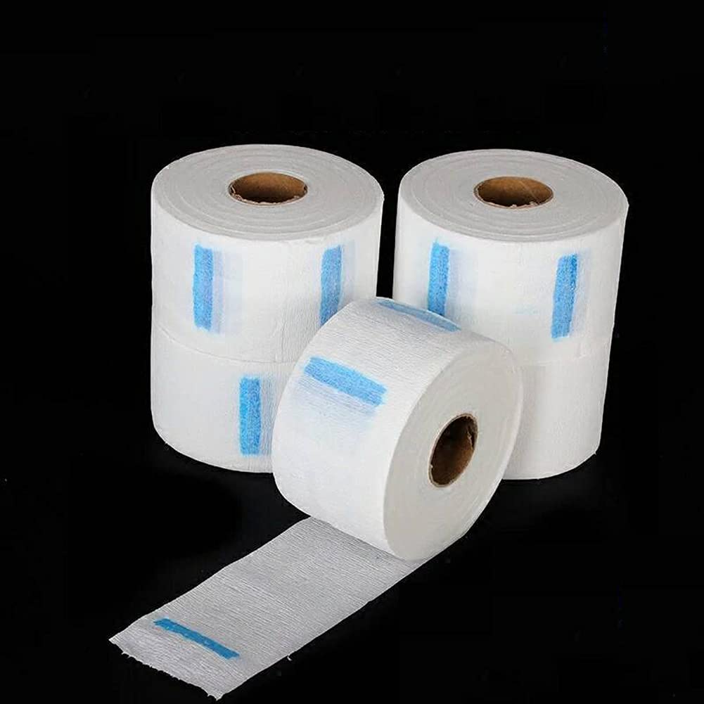 2 Rolls Disposable Barber Scarf Paper Stretchy Neck Strips Wraps Band Hairdressing Tools for Spa Massage Hair Cutting Styling Salon Supplies, White (100 pcs per roll)