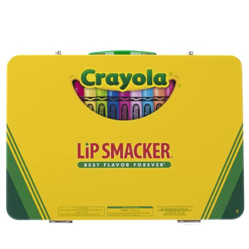 Lip Smacker Crayola Flavored Lip Balm Collectors Tin Flavor Vault, 24 Count| Clear Matte | For Kids, Men, Women, Gift Set