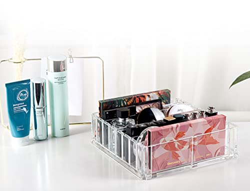 Acrylic Makeup Palette Organizer 8 Spaces Makeup Holder Organizer For Vanity Clear Cosmetics Makeup Organizer for Drawers