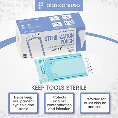 400 2.25 x 4 Inch Self Sterilization Autoclave Pouches for Cleaning Tools, Sterilizer Bags for Dental Offices, Pouch for Dentist Tools, 2 Boxes of 200