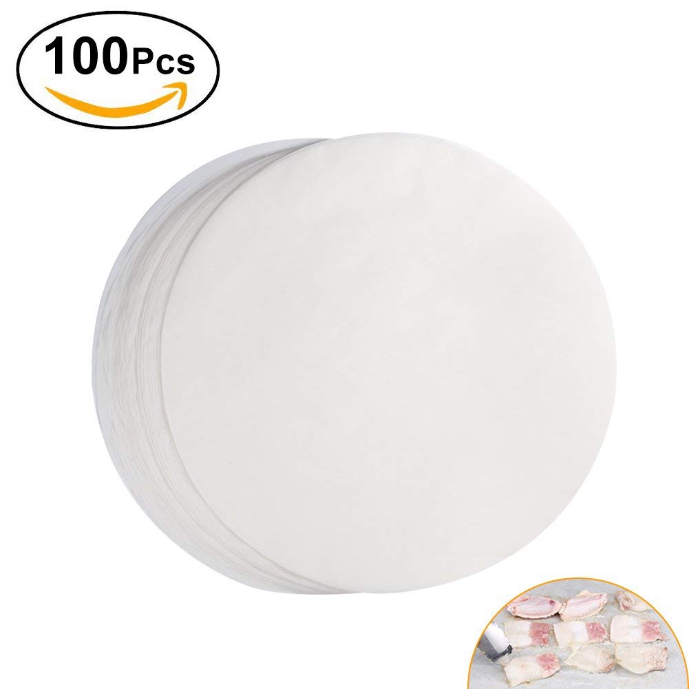 100Pcs Non-stick BBQ Barbecue Tin Foil Paper,11inch Baking Parchment Paper Sheets Round Paper for Baking Cakes, Cooking, Air Fryer Steaming, Bread Cup