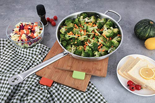 AmazonCommercial 12" Stainless Steel Aluminum-Clad Fry Pan with Helper Handle