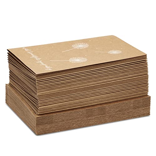 36 Pack Blank Sympathy Cards with Envelopes, Bulk Kraft Paper Condolence Cards with Envelopes for Bereavement, Thinking of You, White Dandelion Design, Blank Inside (4x6 In)