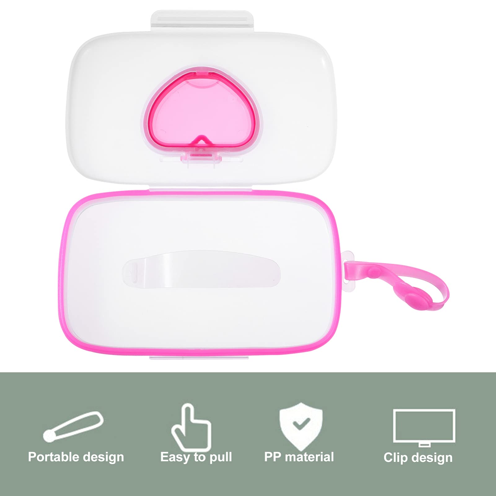 2Pcs On The Go Baby Wipes Dispenser Case Tissue Box Baby Wipe Holder Wipe Container for Outdoor Travel Car Pink
