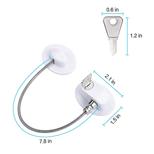 2 Pcs Fridge Lock, Refrigerator Lock for Children, Mini Fridge Locks for Kids, Freezer Lock, Used in Refrigerator Door, Cabinets, Drawers, Toilet Seat (White, 2.1inch x 1.5inch)
