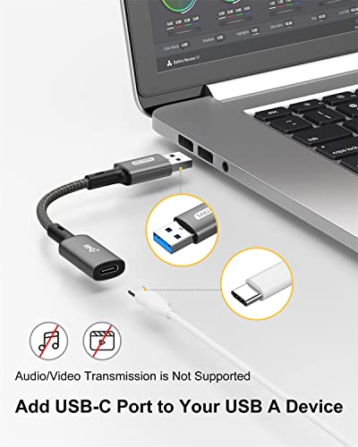10Gbps USB C Female to USB Male Adapter 2 Pack, SAILLIN Double-Sided USB A to USB C Adapter with High-Speed Data Transfer &15W Charging for Laptop, Charger, Power Bank, Quest Link-Al Alloy, Braided