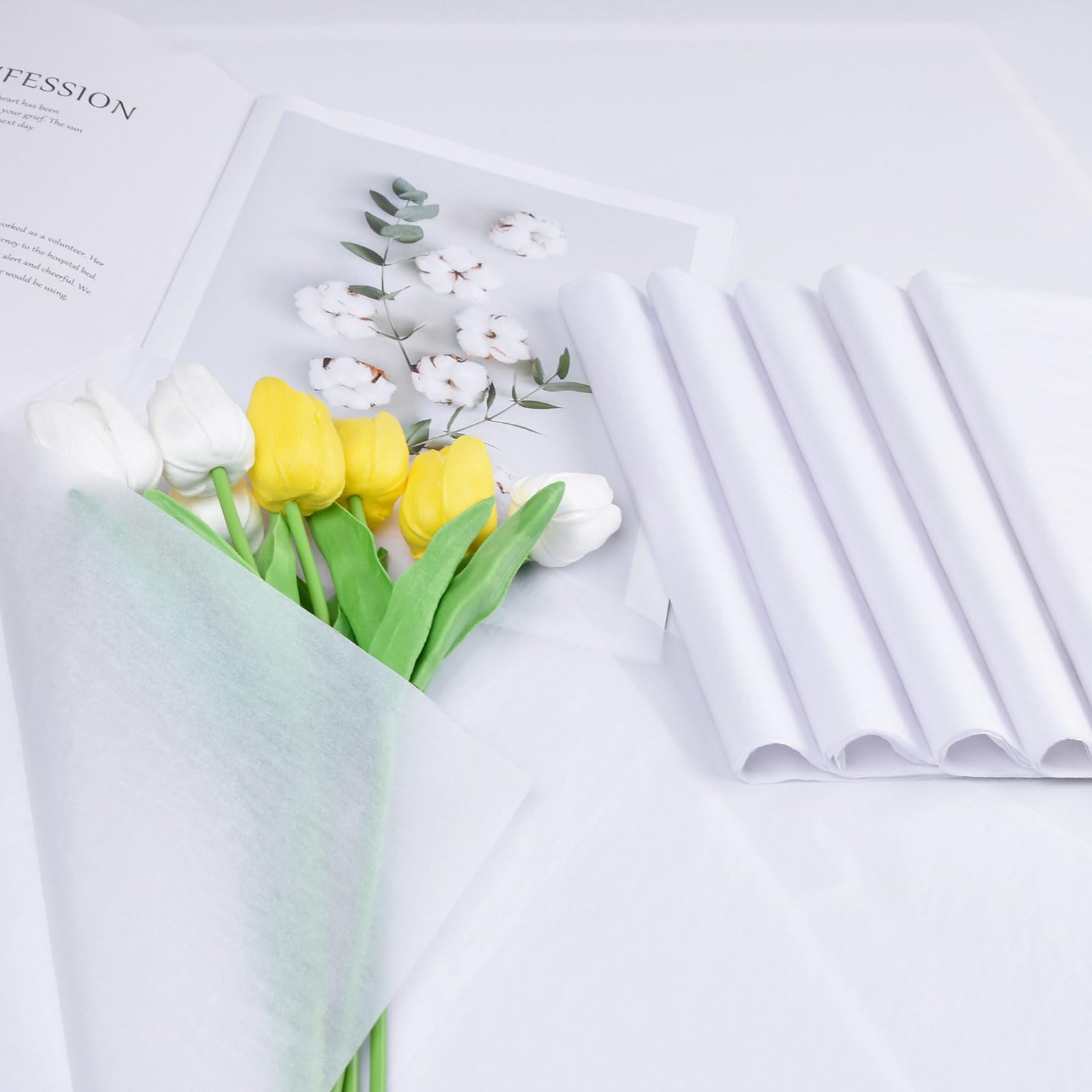 100 Sheets 20"x14" White Wrapping Tissue Paper Bulk for Gift Bags Christmas Weddings Birthday Arts Craft Party Decoration