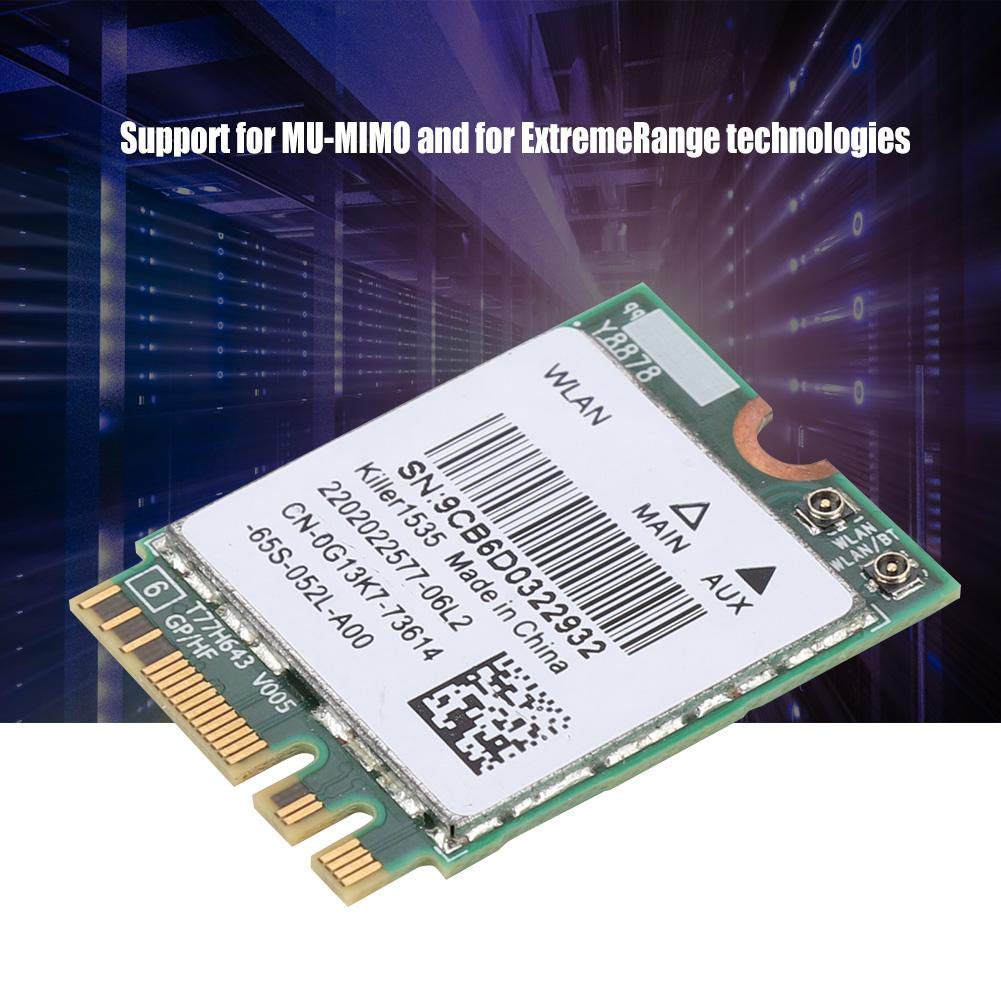 5G 867Mbps Bluetooth 4.1 Network Card, Game M.2 NGFF Adapter,for Killer -AC 1535 Band (2.4 GHz 5 GHz) 802.11ac NGFF M.2,for Notebook, Plug and Play