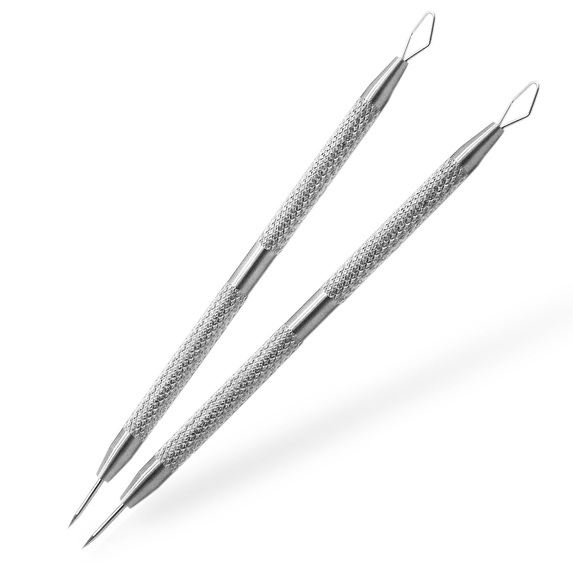 2-in-1 Facial Milia Removal and Whitehead Extractor & Lancet Circle Loop & Sharp Needle Pimple Popper Tool for Nose Face, Blemish Blackhead Extraction Pimple Acne (2pcs)