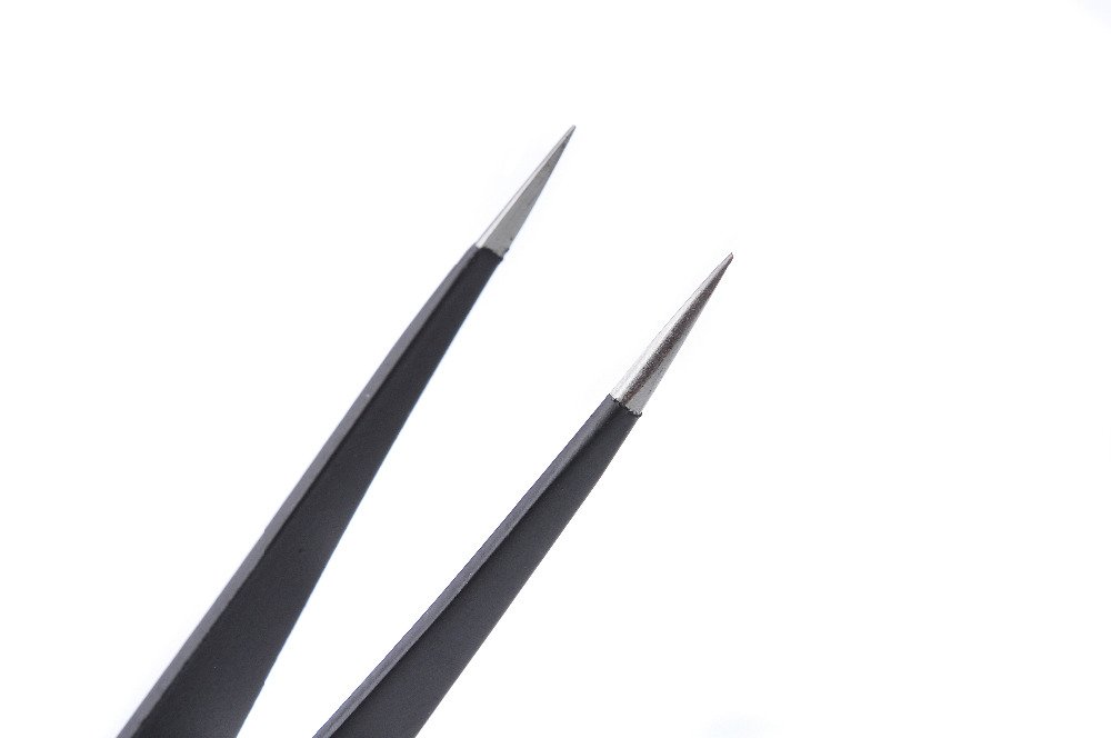 2pcs Tweezers Set Anti-static Stainless Steel for Ingrown Hair Curved Straight Professional Slant Tip &Splinter Tip Remover Tweezer