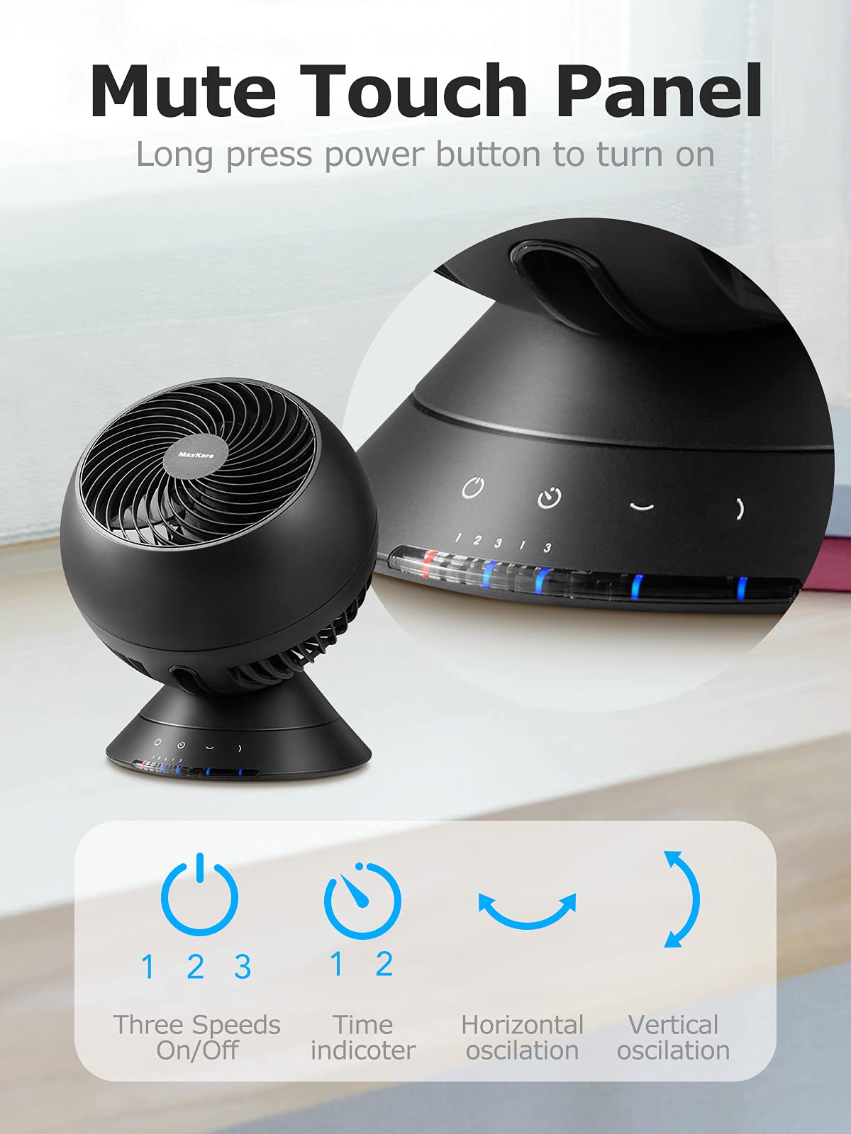 13 Inch Mid-size Cooling Fan Air Circulator, Oscillating Fan with Remote Control Portable Quiet for Home Office Use, KH-F533B, 13x10.4x10.4 in