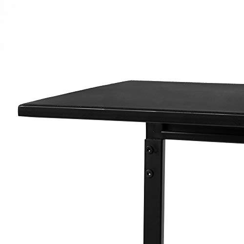 American Art Decor Black Mobile, Portable, & Compact Home Office C-Shaped Desk
