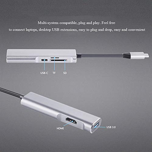 XUNMAIFHB Portable Docking Station,Type-C hub Docking Station HDMI+SD/TF Card 5-in-1 Card Reader Multi-Function Converter Aluminum Alloy Fast Transmission