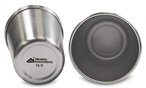 16 Ounce Stainless Steel Pint Cups - Stackable Pint Cup Tumblers For Travel β Metal Cups For Drinking Outdoors - 16 Oz Reusable Steel Cups - 5 Pack