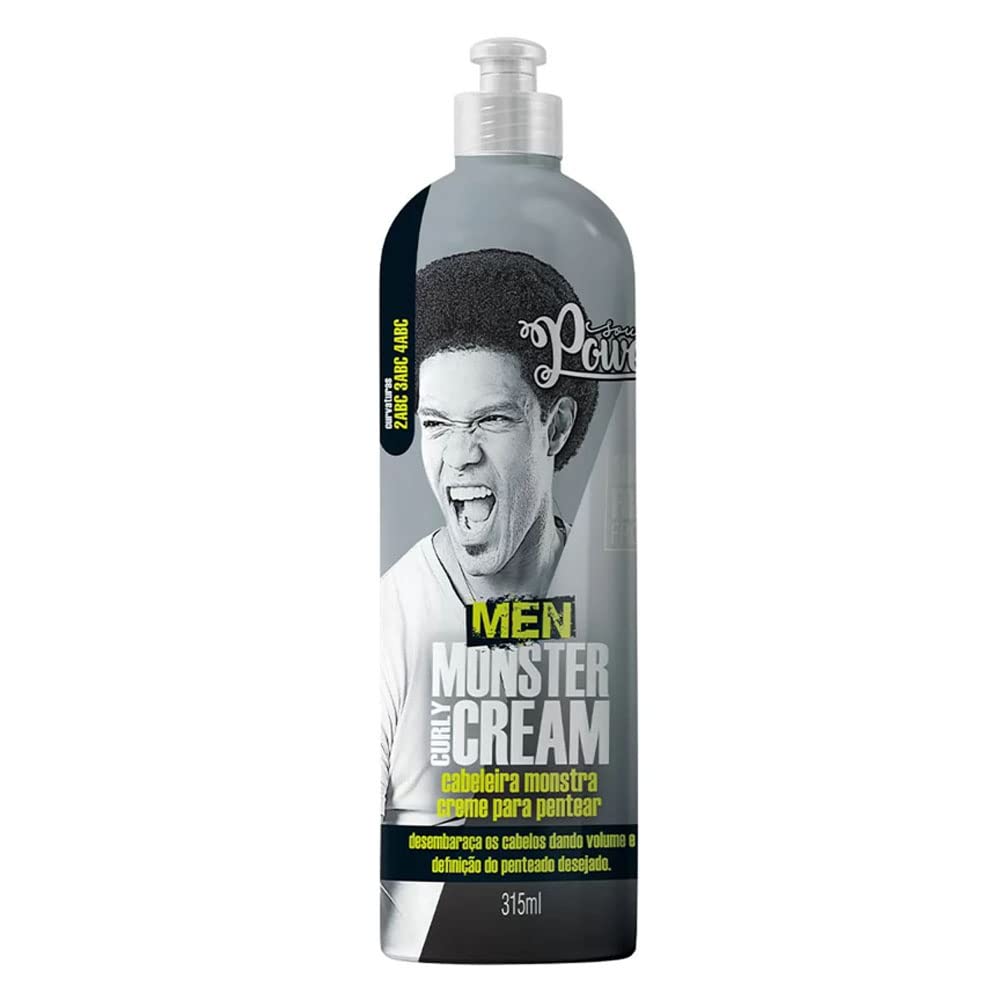 Soul Power Men Monster Curly Cream 315ml Vegan Friendly GMO Free Cruelty Free - Anti-Frizz Hydrating with Natural Oils - Imported from Brazil