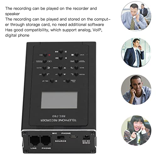 100‑240V REC-780 Telephone Recorder, Landline Phone Call Recorder, Automatic Manual Telephone Recording Device, 32GB Memory Telephone Recorder, for Home Office