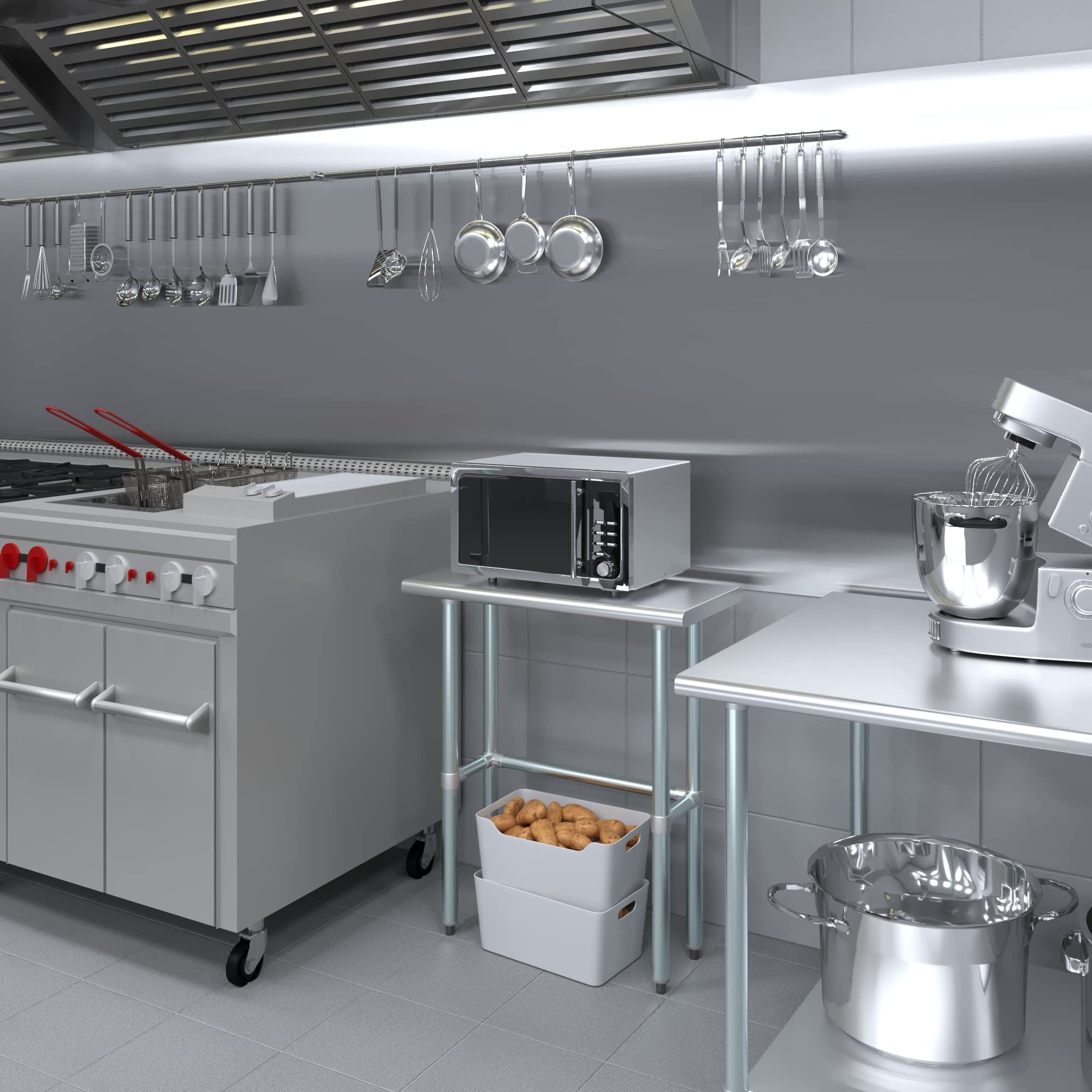 14 in. x 30 in. Open Base Stainless Steel Work Table | Residential & Commercial | Food Prep | Heavy Duty Utility Work Station | NSF