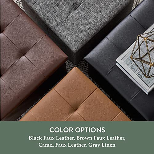 Edenbrook 30 Inch Rectangle Storage Ottoman - Buttonless Tufted Ottoman -Foot Rest-Holds 330 lbs, Grey