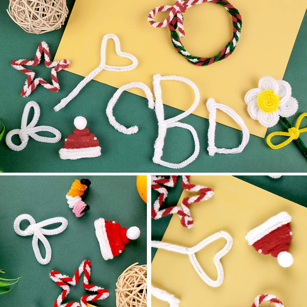 150 Pieces White Pipe Cleaners, Pipe Cleaners Chenille Stem, Craft Pipe Cleaners, Art Pipe Cleaners, Pipe Cleaners Bulk for Creative Home Arts and Crafts Project Decoration Supplies