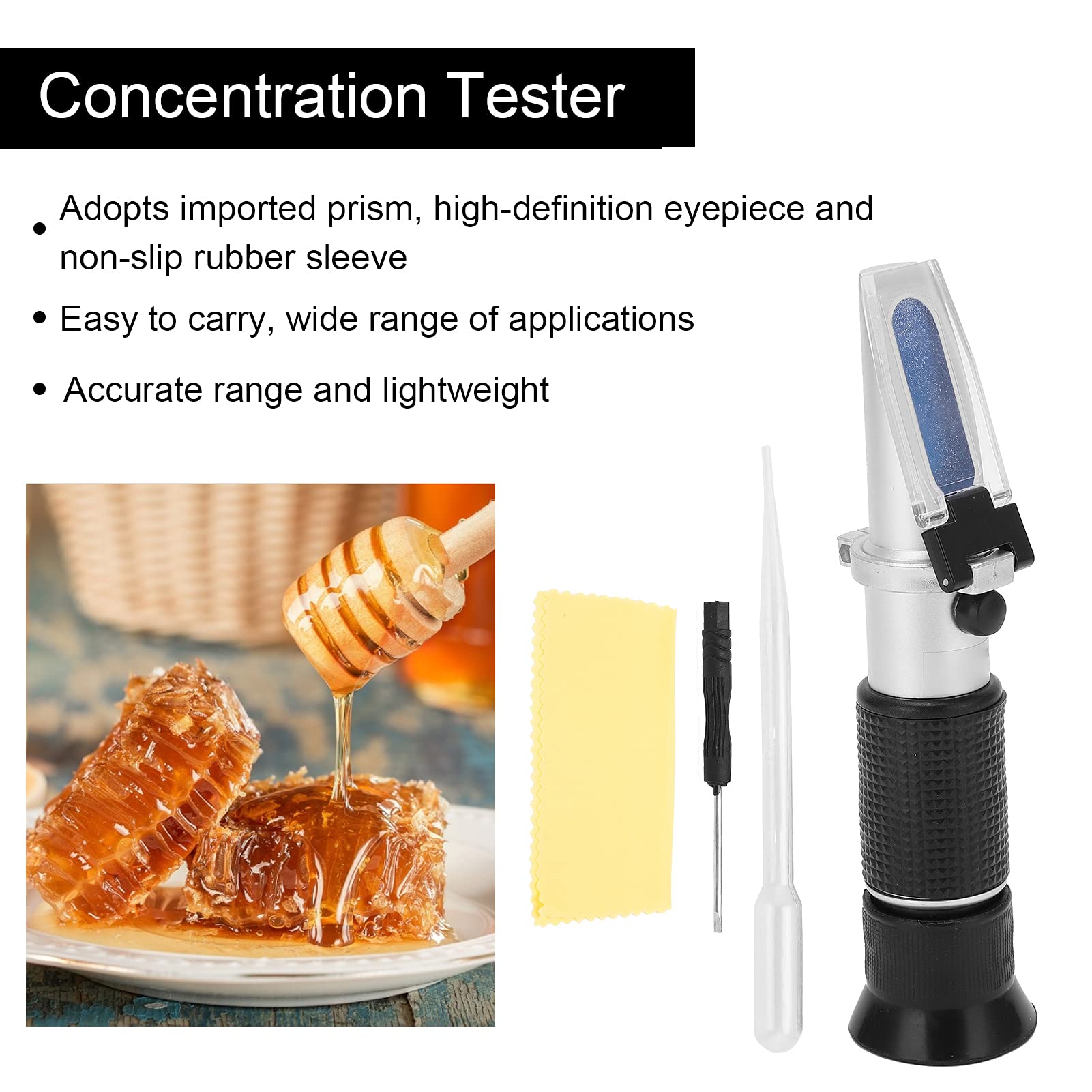 01 02 015 Concentration Tester, 28-62% brix Sugar Refractometer Refractometer with Screwdriver for Household for Food Industry for Agricultural