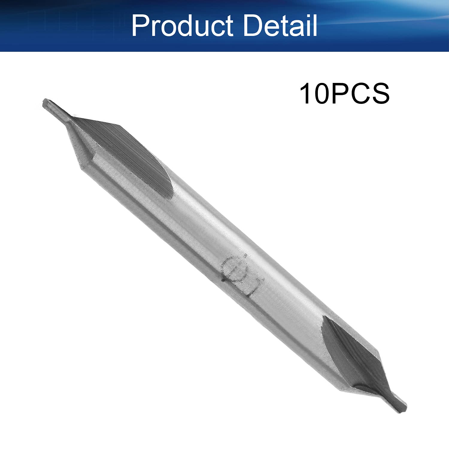 Auniwaig 10pcs Center Drill HSS-6542 Countersink Lathe Bit Mill Tool, 1mm x 3mm Combined Drills Plain Type A, Combined Countersinks Drills Set Tool Silver