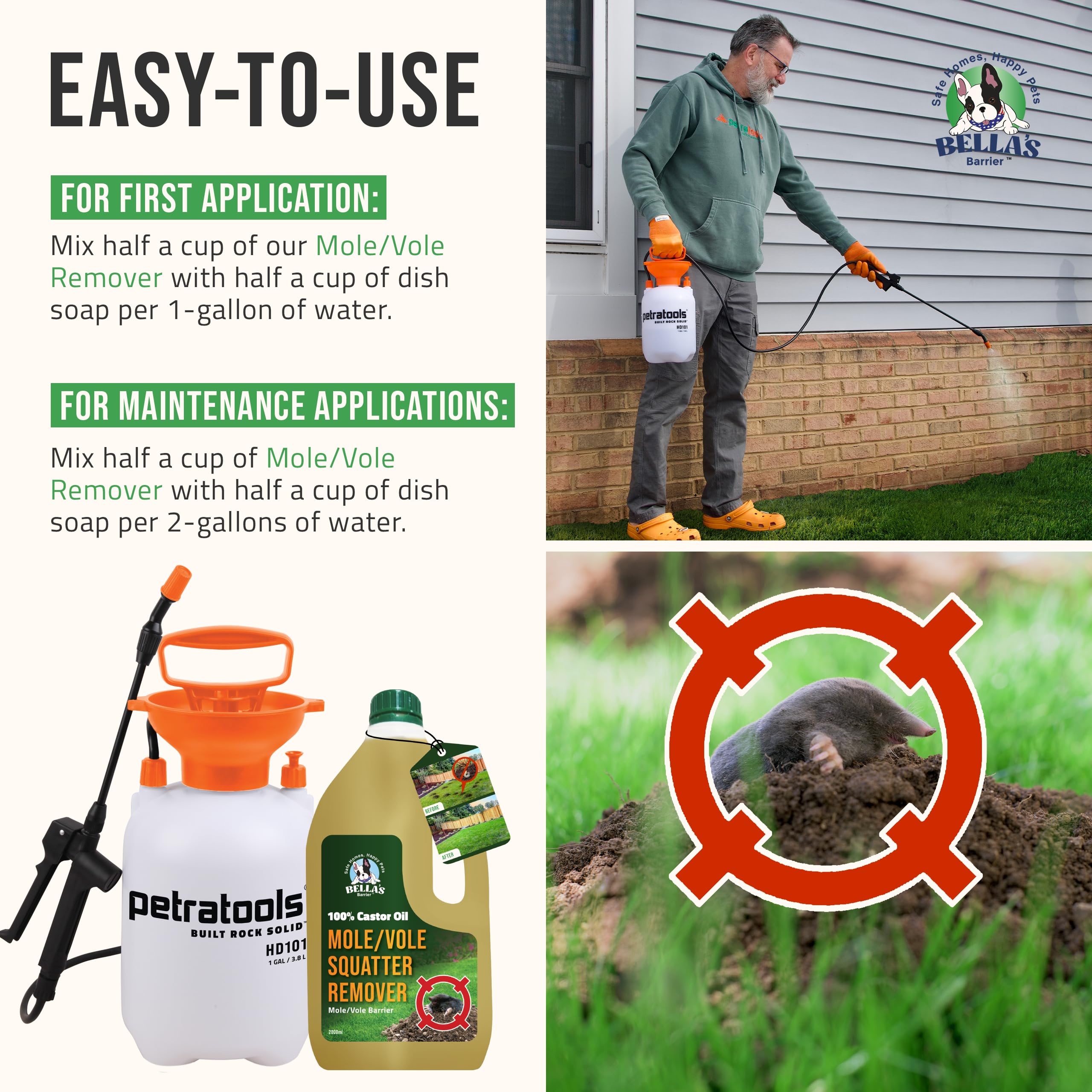 100% Castor Oil for Mole for Lawns Getting Rid of Ground Moles - Most Effective Way to Remove Gopher, Mole, Vole Castor Oil - Pet Safe, Food Grade (33.8 Fl Oz)