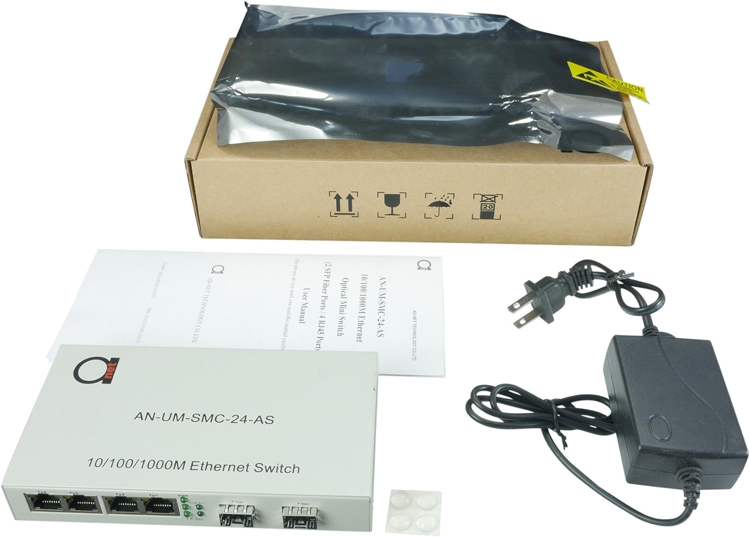 2 x Open SFP Slot + 4 x UTP Cat5e/Cat6 10/100/1000 Copper Ports - Gigabit Ethernet - Fiber Media Converter - Mini Switch - AutoSensing - SFP Slot Supporting Any Mini GBIC/SFP Gigabit Type
