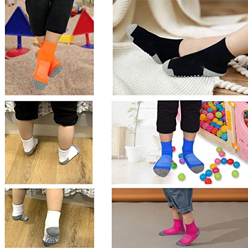 LA DEARCHUU Toddler Socks with Grips Crew Kids Grips Socks Non Slip Baby Socks for 4-7 Years, 6 Pairs Colors