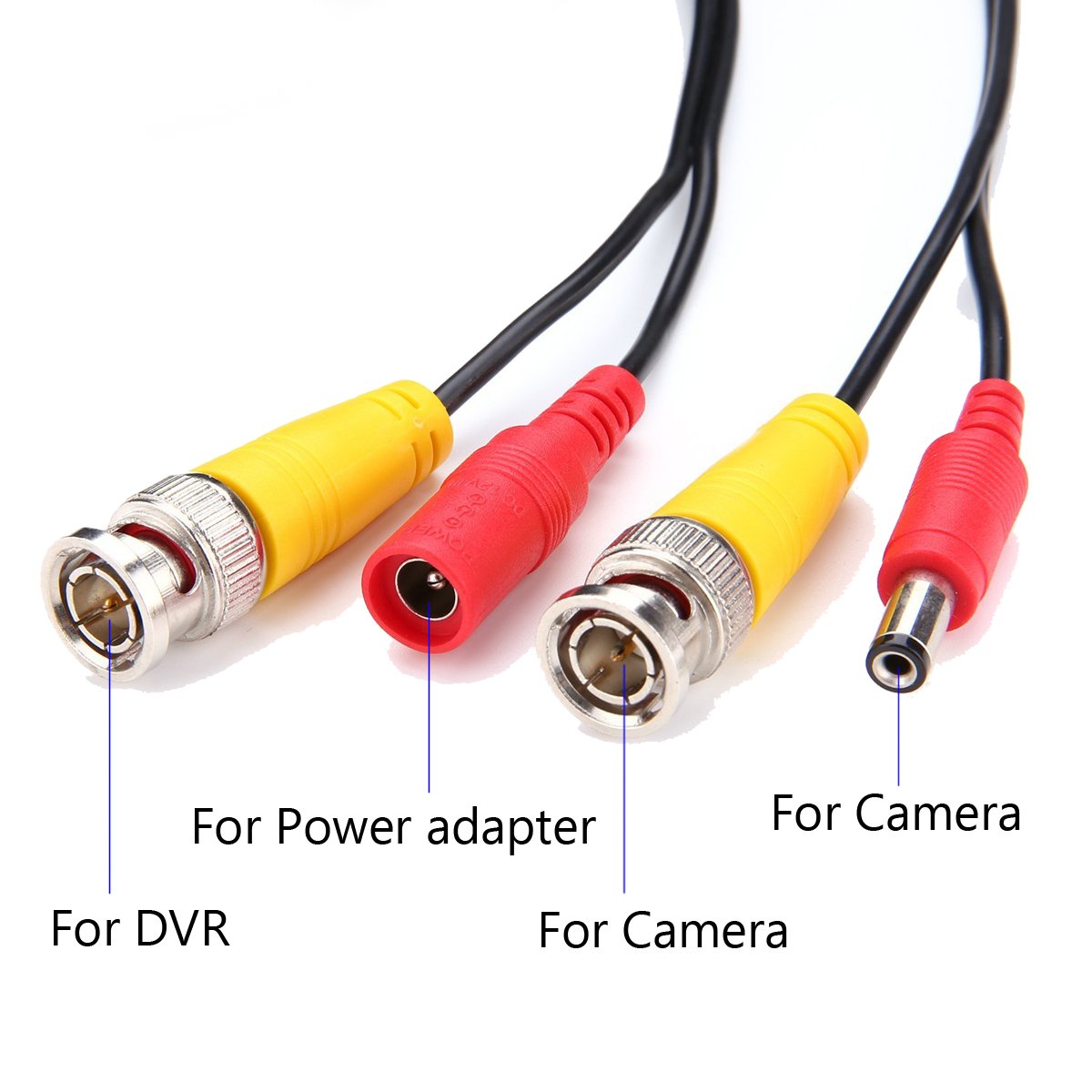 2-Pack 125ft Black Pre-Made All-in-One BNC Male to Male Video and Power Cable Wire Cord with RCA Connector for CCTV Security Camera