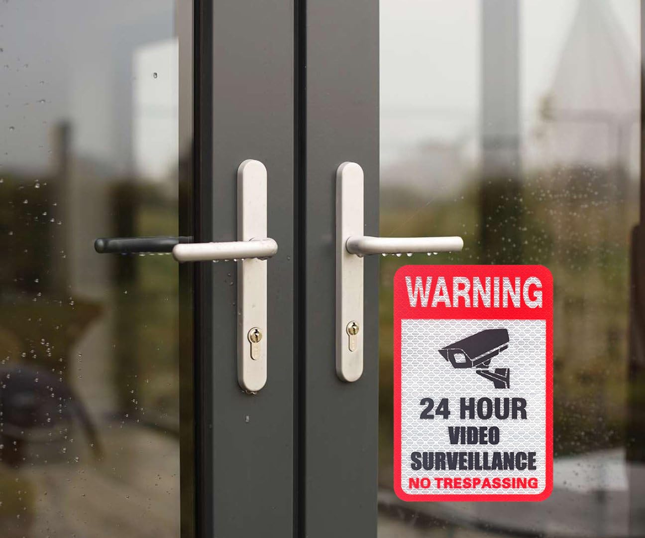 5 Pack Video Surveillance Sign Reflective Sticker Decal Self Adhesive 5.9" x 4", No Trespassing Warning Sign for Home Business CCTV Security Camera, UV Protected & Waterproof, Indoor & Outdoor Use