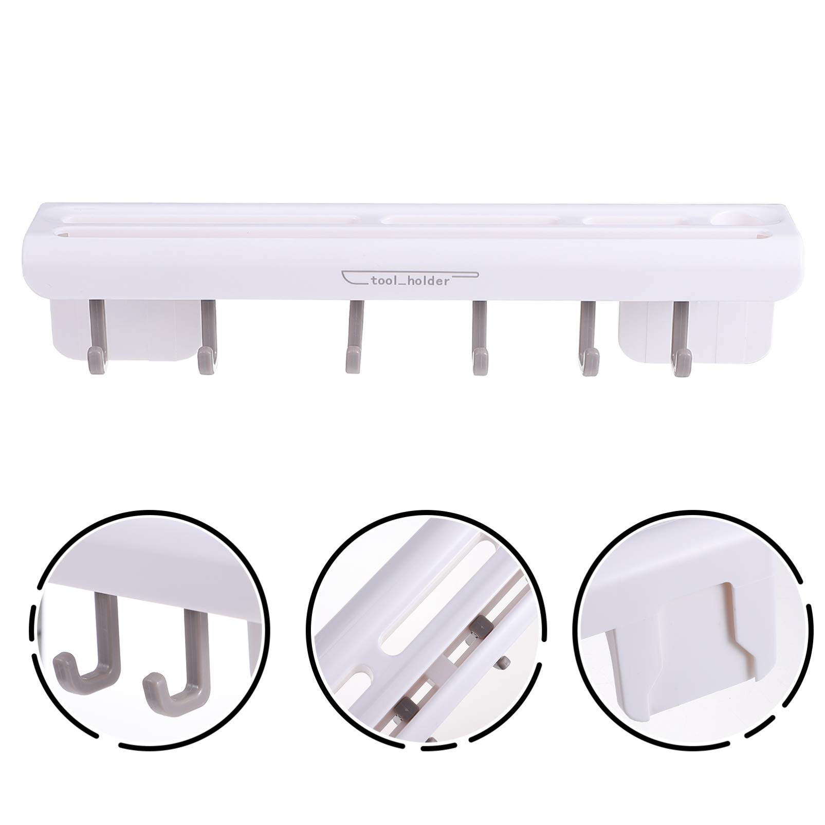 Hemoton Pan Pot Hanger Hook 1 Pc Kitchen Storage Coat Hanger Kitchen Hook Rail Kitchen Holder Shelves for Storage Wall Mounted Wall Mounted Holder Knives Abs White No Punching