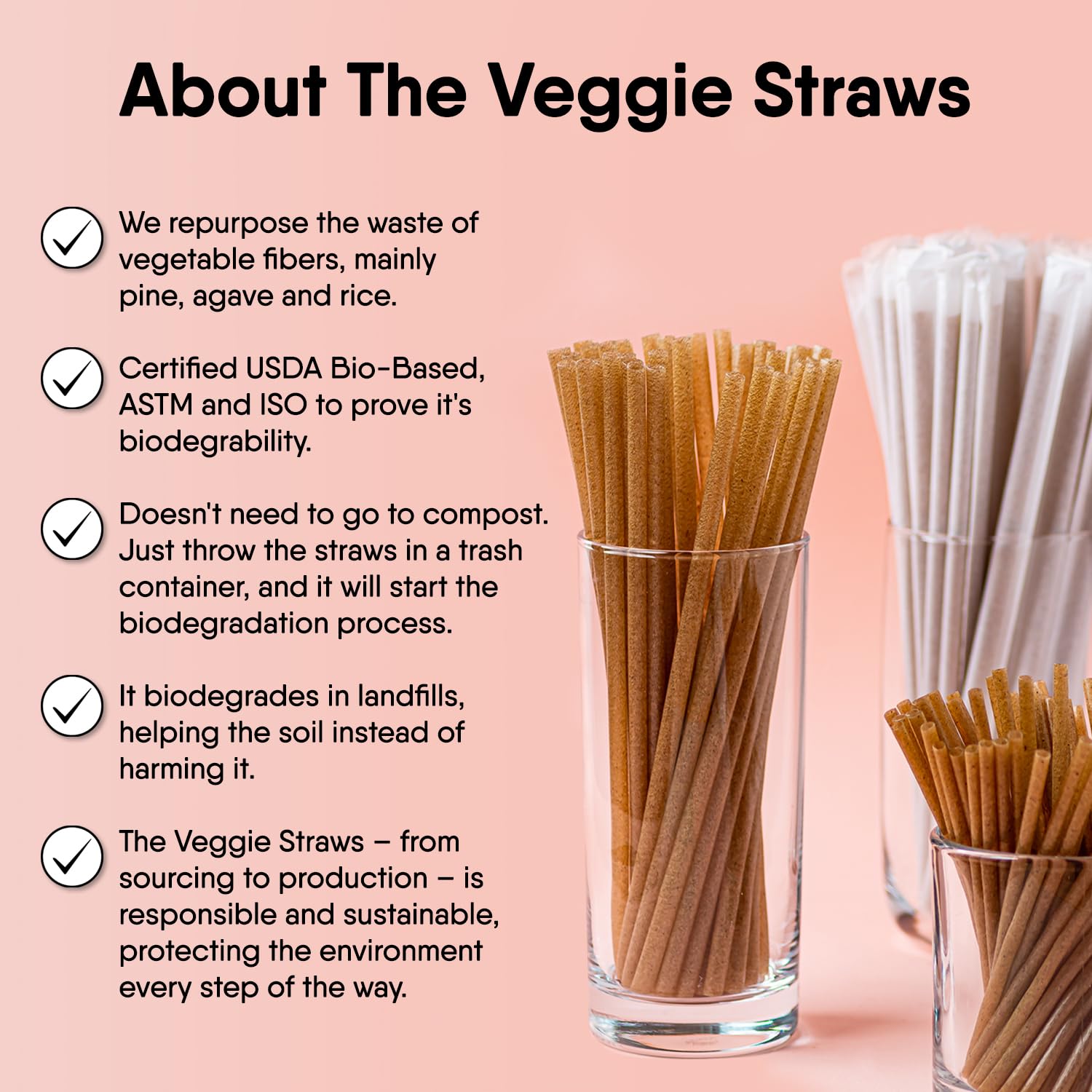 100% Biodegradable Individually Wrapped Cocktail Stirrers β 100 PCS of 5.50 Inches Premium Quality Disposable Coffee Stirrers, Best Biodegradable Stirrers for All Drinks β By The Veggie Straws