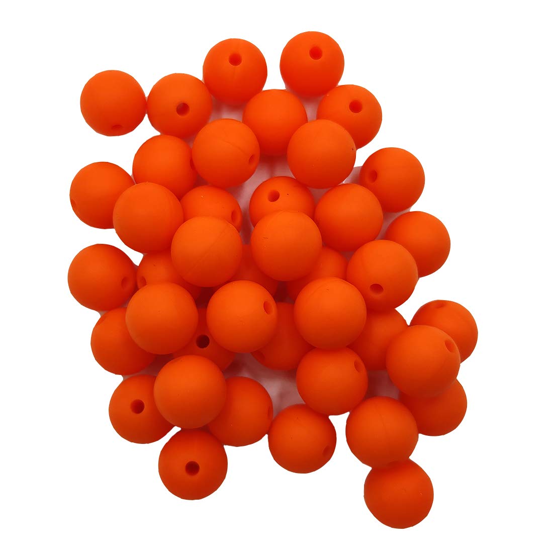 50pcs Orange Peel Color Silicone Round Beads Sensory 15mm Silicone Pearl Bead Bulk Mom Necklace DIY Jewelry Making DecorationQ