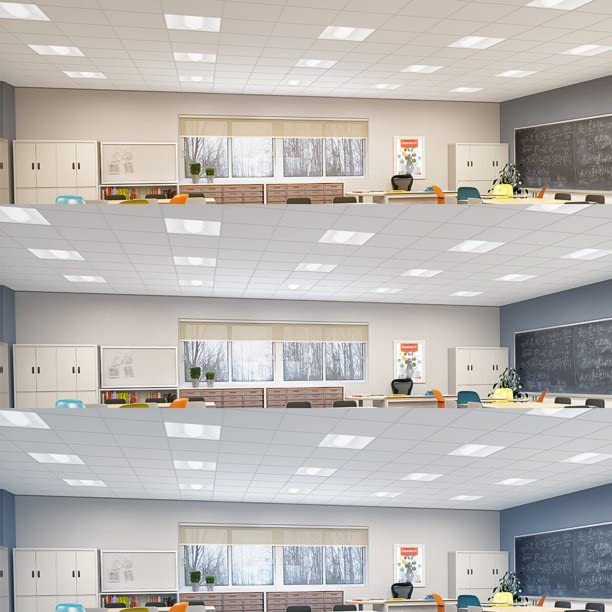 2x2 LED Troffer Center Basket Panel, Color Tunable 3000K/4000K/5000K, Watt Adjustable 20W/30W/40W-Up to 5000 Lumens, 0-10V Dimmable, 100-277V-ETL&DLC Qualified, 4-Pack
