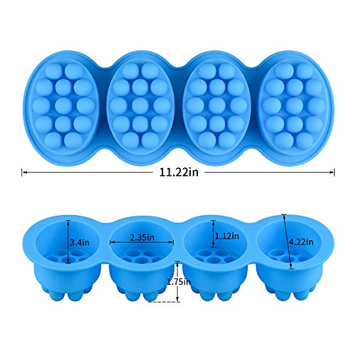 2 Pcs Silicone Massage Bar Soap Molds - SJ Silicone Molds for Soaps Making, Handmade Soap Molds, Nonstick & BPA Free (Blue & Mint Green)
