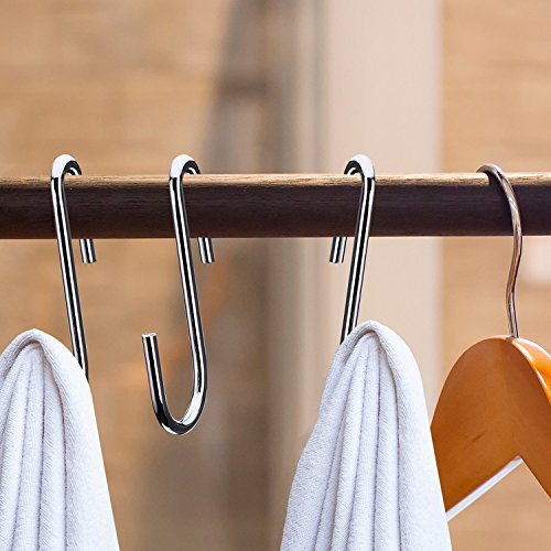 20 Pack Heavy Duty S Hooks Stainless Steel S Shaped Hooks Hanging Hangers for Kitchenware Spoons Pans Pots Utensils Clothes Bags Towers Tools Plants (Silver)