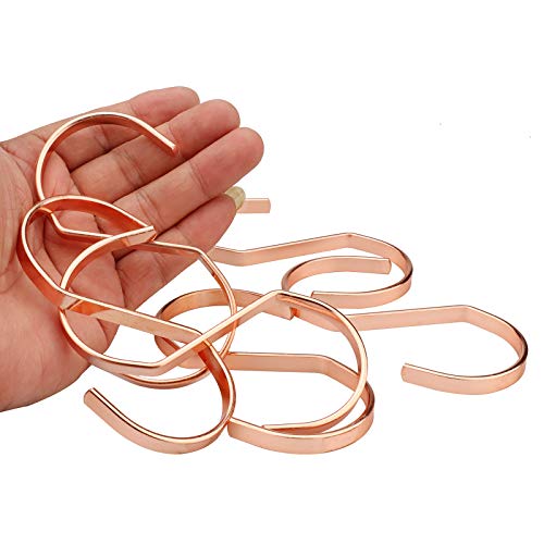 6 Pieces, Rose Gold S Flat Hooks, Used in Kitchen, Office, Bathroom, Closet, Basket, Outdoor, Metal S-Shaped Hook, S-Shaped Hanger Hook.
