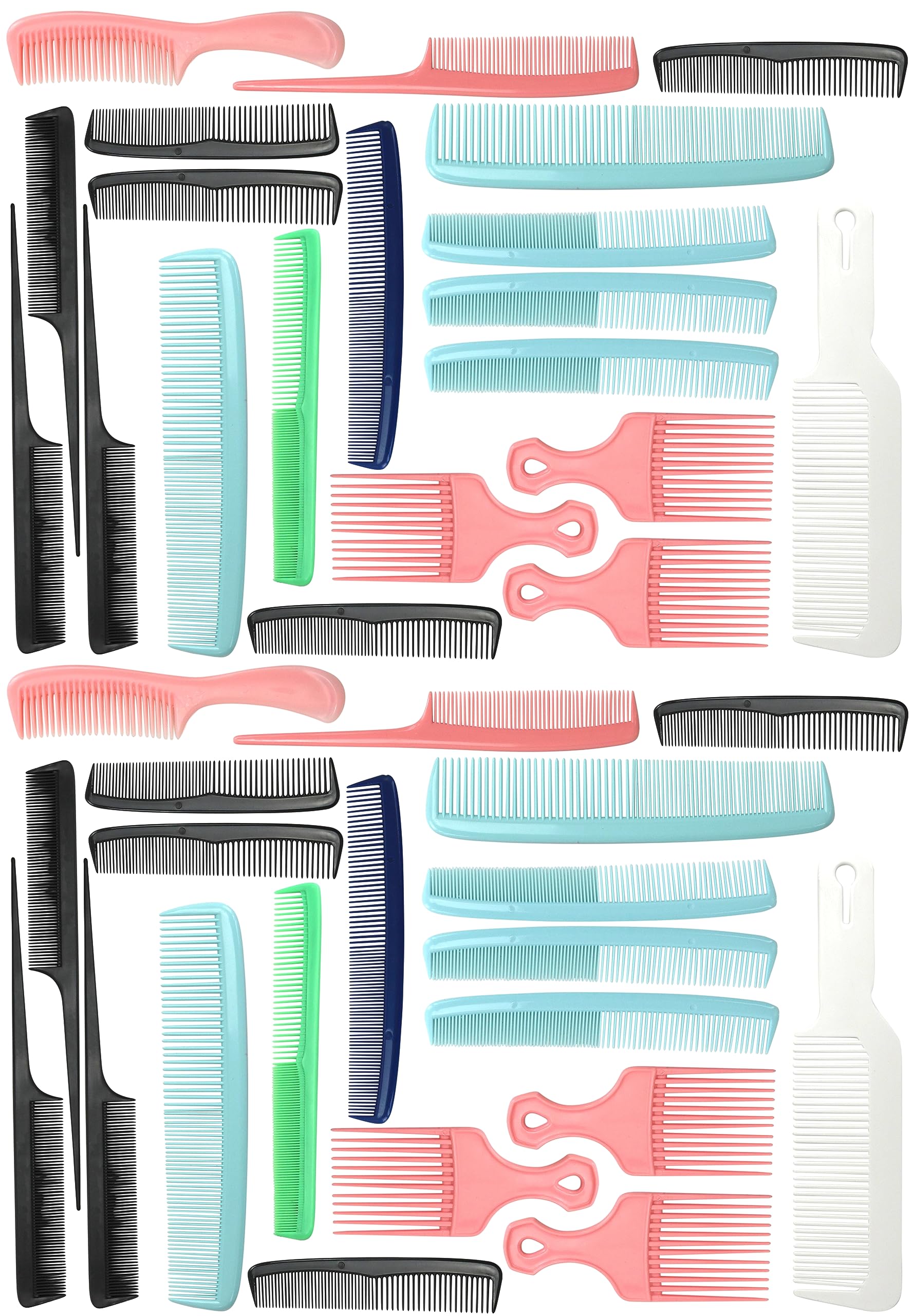 Iconikal Deluxe 40-Piece Assortment Designer Combs - Iconikal Unbreakable Wet & Dry Hair Combs, Easy to Clean, Bulk Combs Set