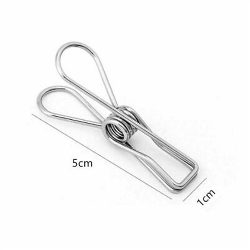 20 Pack 3.5 inch Jumbo Heavy Duty 304 Stainless Steel Wire Clips Durable Clamp Metal Clothes Pegs Multi-Purpose for Outdoor Clothesline Home Kitchen Travel Office Decor