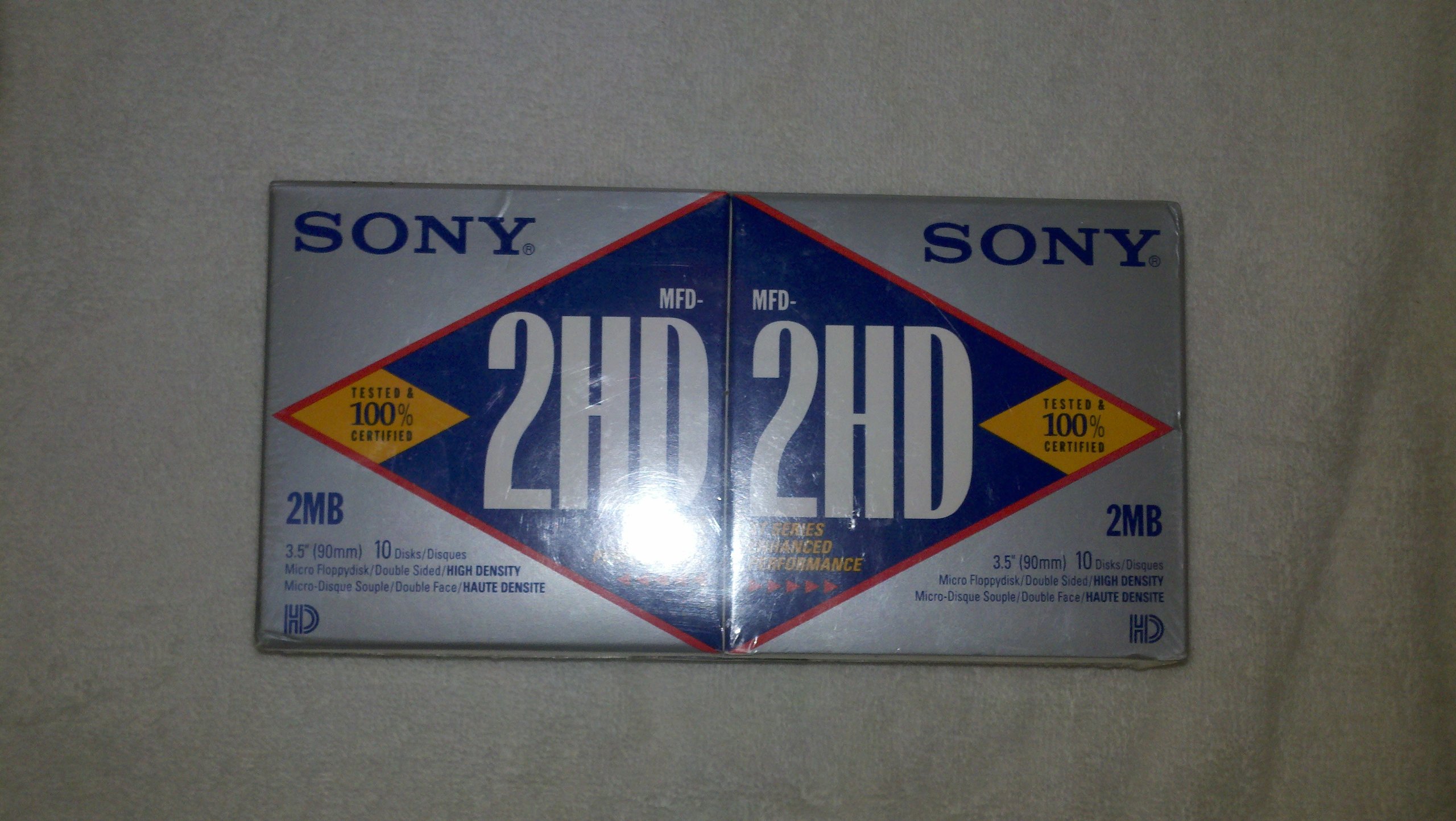 2 PACK Sony MFD 2HD xt series 2MB 3.5" (90mm) 10 Micro Floppydisk pre pack