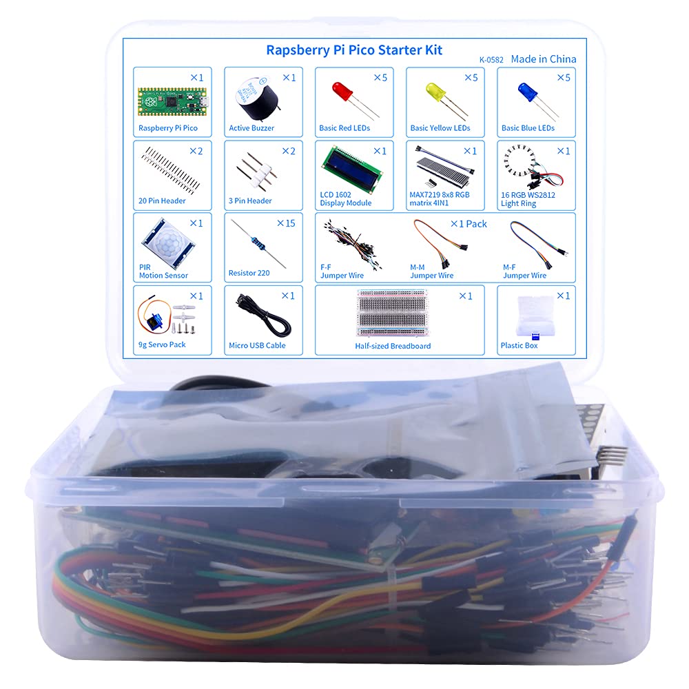 GeeekPi Basic Starter Kit for Raspberry Pi Pico, with Breadboard, I2C 1602 LCD Display Module, 9g Mirco Servo for Raspberry Pi Beginners & Software Engineer
