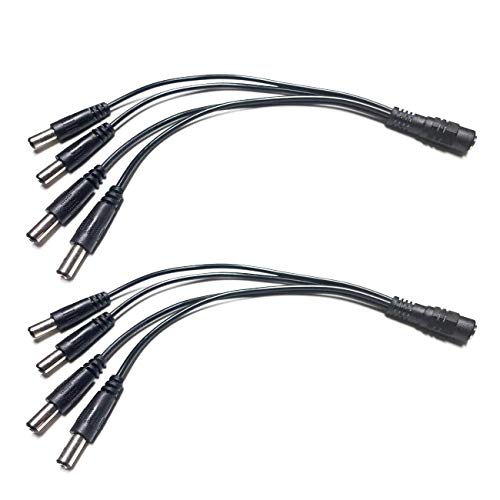 2-Pack: SuperTerrific 1 to 4-Way DC Power Splitter Adapter Cable. 4 Wire Cord for CCTV Security Camera 5.5x2.1mm 5.5mm x 2.1mm, EXT12V3M