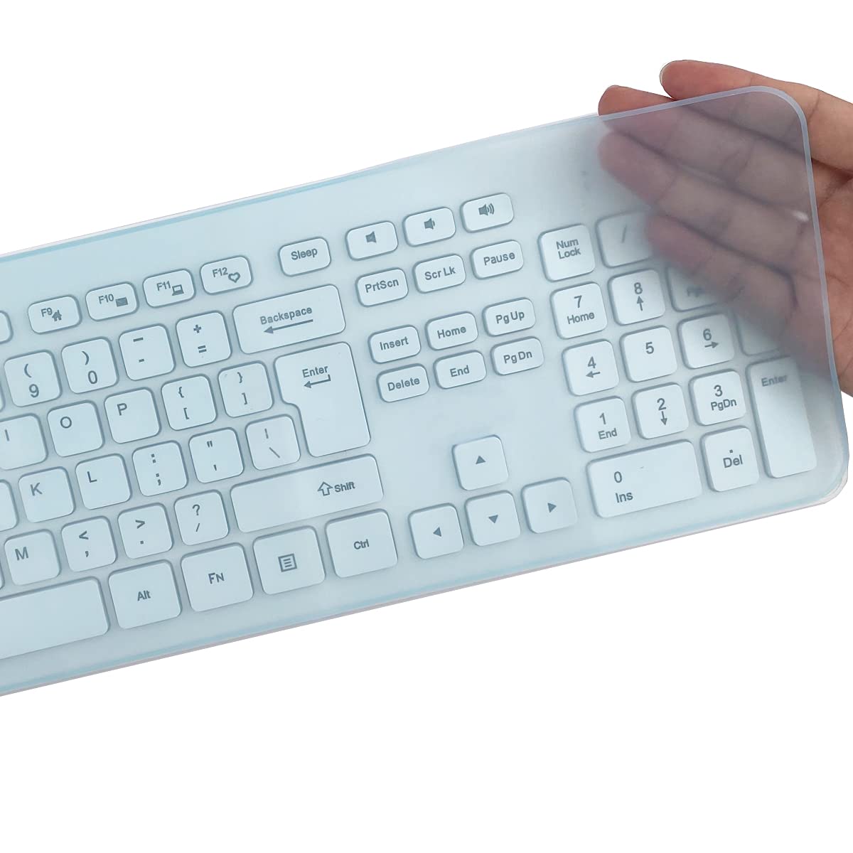 2 Pack Universal Computer Desktop Keyboard Cover Skin for Standard Size PC Computer Desktop Keyboards (Size: 17.52" x 5.51") Clear Waterproof Anti-Dust Silicone-Blue