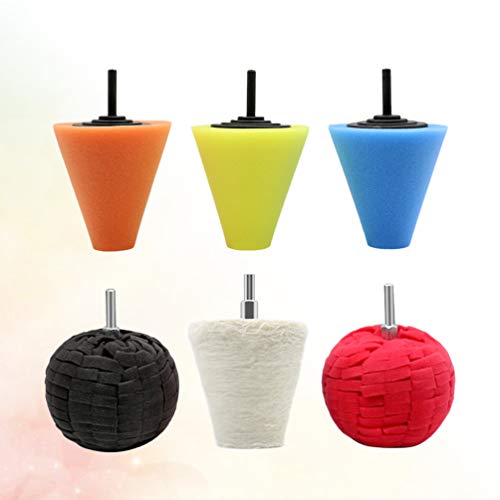 6PCS Drill Buffing Sponge Pads Buffing Wheel for Drill Foam Polisher Buffer Pad Sponge Ball Polishing Cone for Automotive Car Vehicle Wheels Hub Care