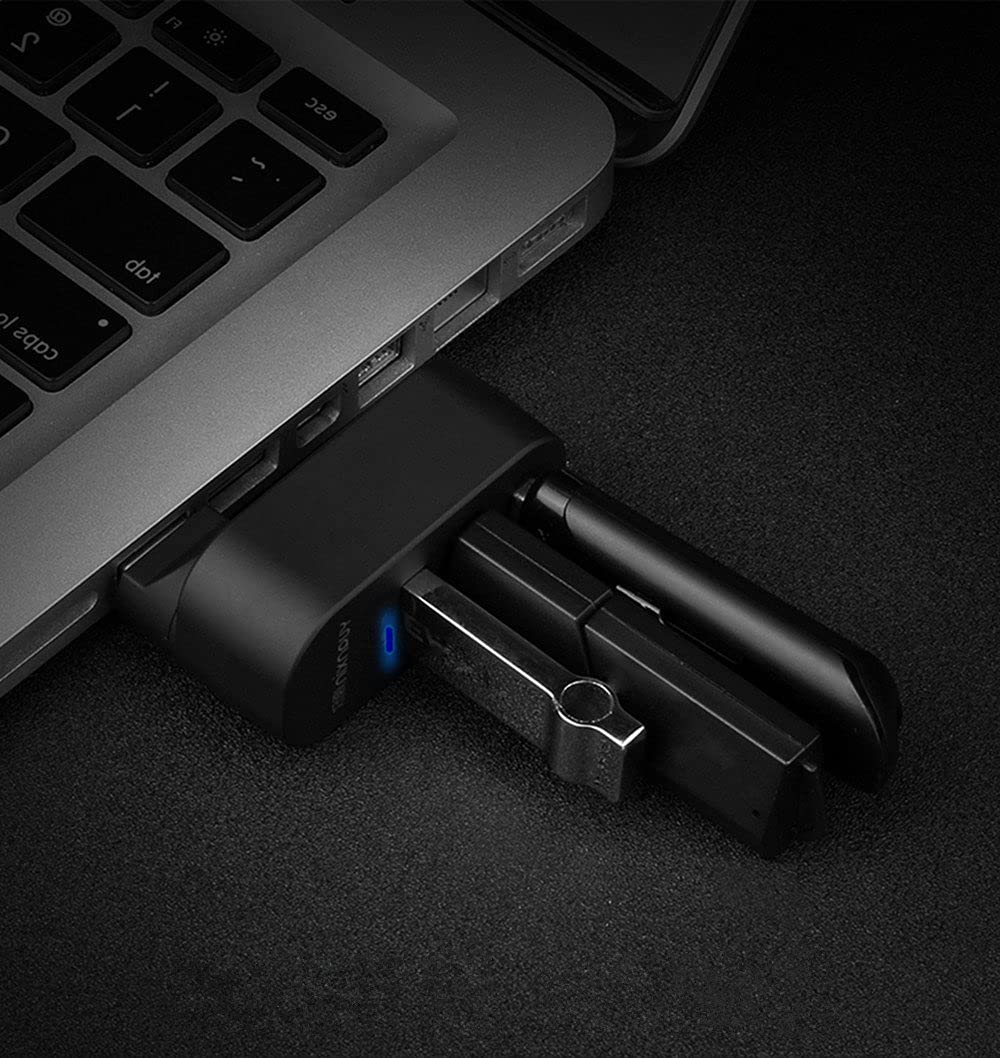 Sudroid USB Port Splitter, 3 Port USB 3.0 Expander Splitter [90°/180° Degree Rotatable] for Laptop, Xbox, Wii, PS3, PC, MAC, Mac Book, Tablet, Tab, Console, Printer, Camera(Black)