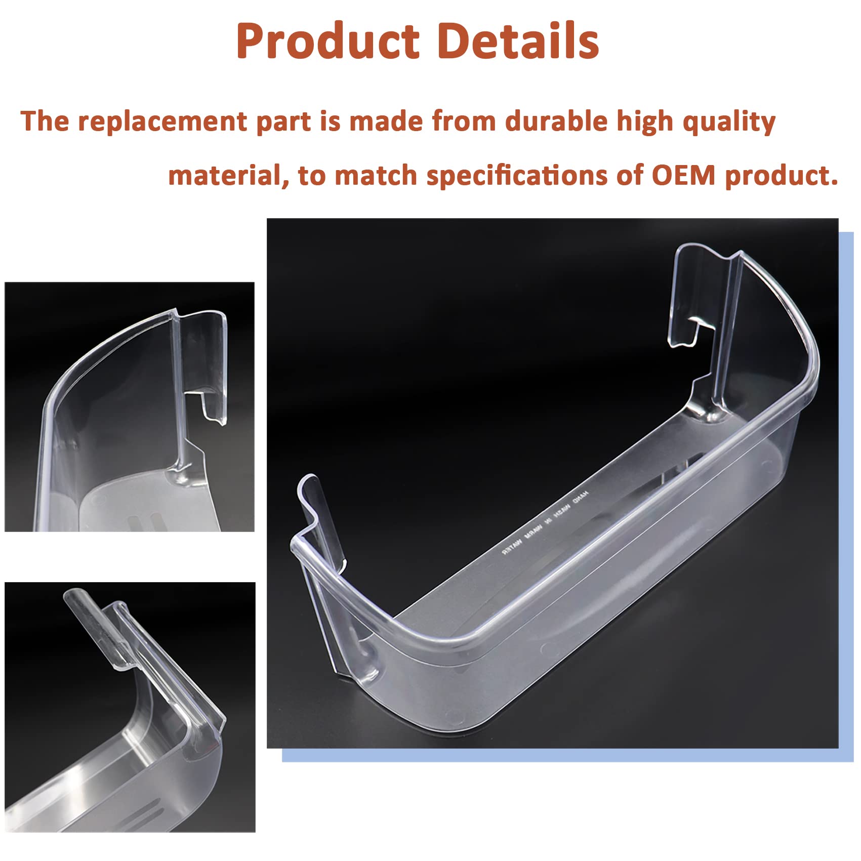 240323002 Refrigerator Door Bin Shelf Compatible with Frigidaire or Electrolux, Bottom Shelves, Clear, Replaces PS429725, AH429725, AP2115742,Single